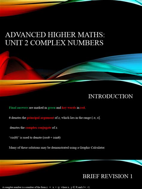 Advanced Higher Maths Unit 2 Complex Numbers Pdf Factorization Complex Number