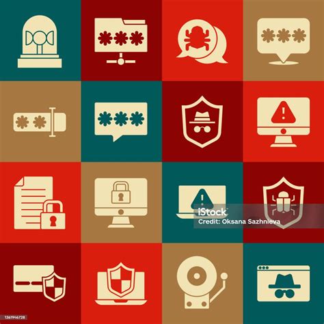 브라우저 시크릿 창 시스템 버그 느낌표 암호 보호 점멸 사이렌 및 시크릿 모드 아이콘을 사용하여 모니터를 설정합니다 벡터