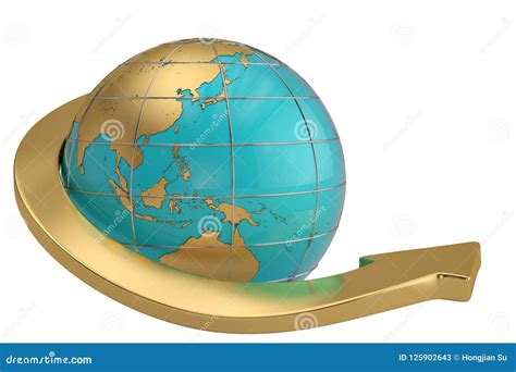 Globe With Arrow On White Background D Illustration Stock Illustration Illustration Of