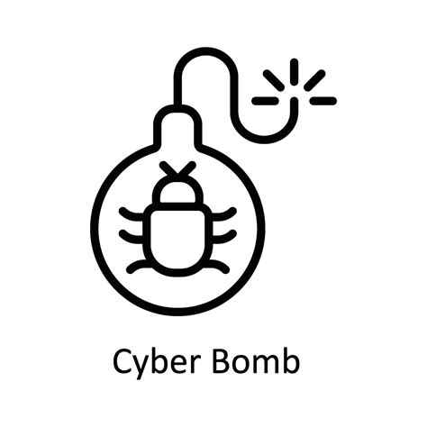 Cyber Bomb Vector Outline Icon Design Illustration Cyber Security Symbol On White Background