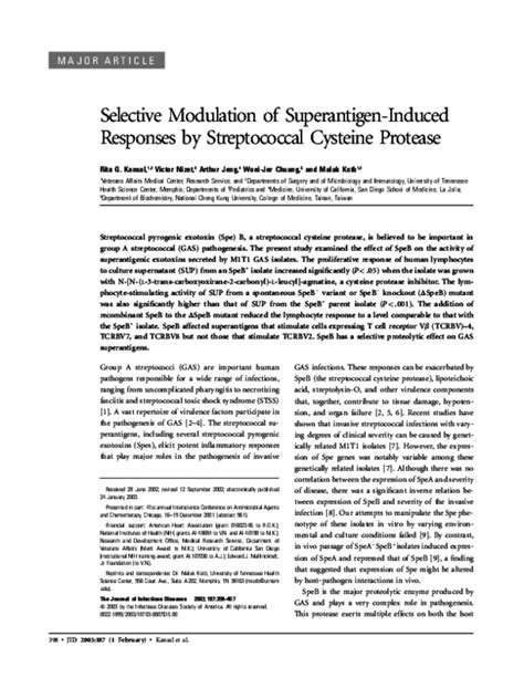 Pdf Selective Modulation Of Superantigen‐induced Responses By