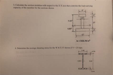 Solved Calculate The Section Modulus With Respect To The Chegg Com
