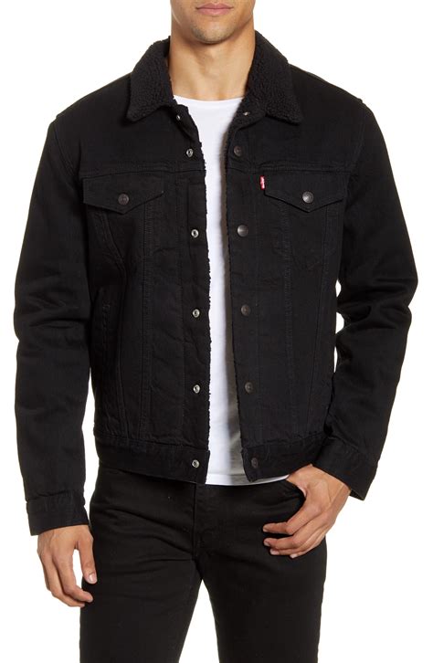 Levis Fleece Type Iii Faux Shearling Lined Denim Trucker Jacket In Black For Men Lyst