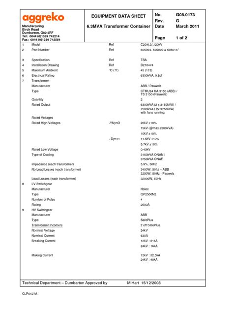 Transformer Data Sheet 63mva Pdf