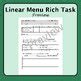 Linear Functions Math Menu Task Creativity And Critical Thinking By Maths