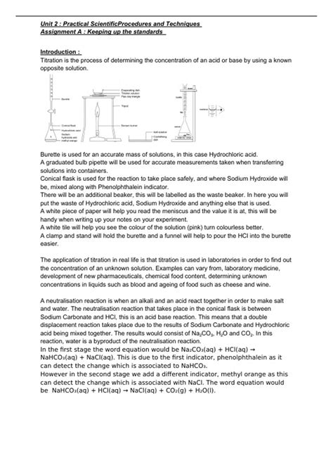 Btec Level 3 Applied Science Unit 2 Practical Scientific Procedures And Techniques Learning Aim