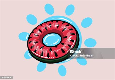 수박 수영장 수영 반지 수영 반지 플랫 만화 스타일 어린이와 성인을 위한 플로트 고무 링 수박 수영 반지 아이콘입니다 0명에