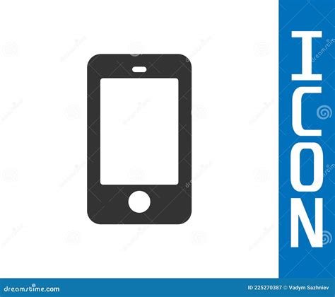 Grey Smartphone Mobile Phone Icon Isolated On Grey Background Square