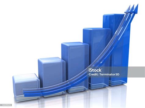 블루 바 차트와 화살은 비즈니스 및 경제와 관련된 정보의 디자인에서 이익의 성장을 묘사 3d 일러스트레이션 0명에 대한 스톡 사진 및 기타 이미지 Istock