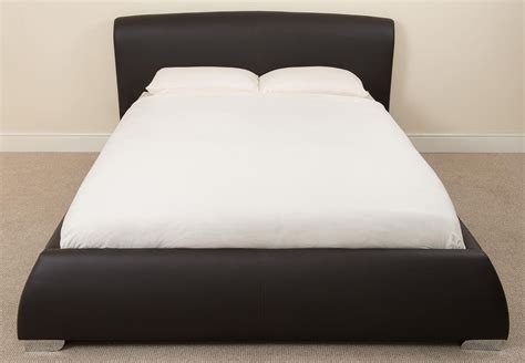 Modena 4ft6 Double Designer Brown Leather Bed Frame And Memory Foam Mattress