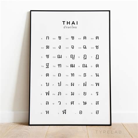 Thai Alphabet Print Language Learning Wall Art Typelab