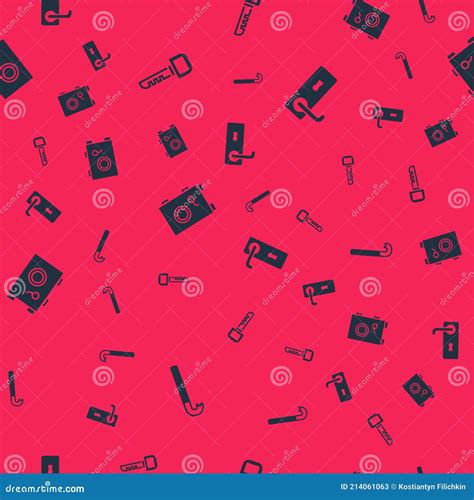 Set Crowbar Key Safe And Door Handle On Seamless Pattern Vector Stock Vector Illustration