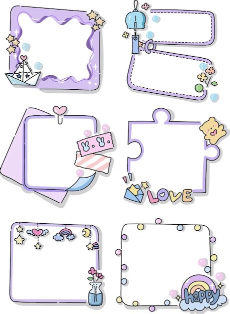 만화 요소와 테두리 프레임 총알 저널 프리미엄 벡터