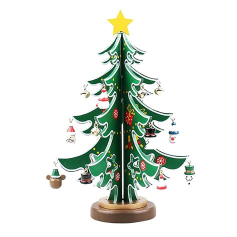 wooden christmas tree table desktop decoration chr grandado