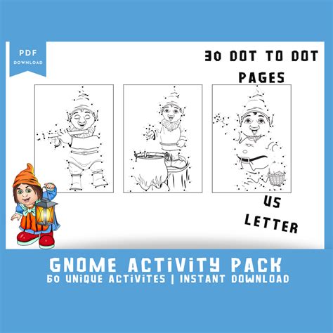 Gnome Activity Sheet Pack Of 60 Printable Gnome Activity Pages Gnome
