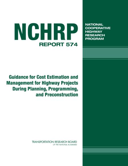 Guidance For Cost Estimation And Management For Highway Projects During Planning Programming