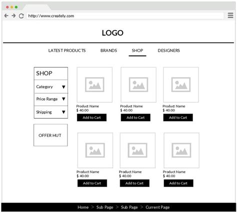 Retail Store Wireframe A Wireframe Template For A Retail Store Web