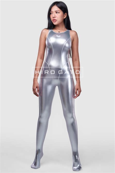 Hiro Gato Shiny Metallic Spandex Unitard Silver Burning Suit Etsy