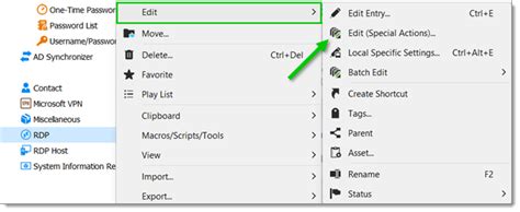 Edit Special Actions Devolutions Documentation