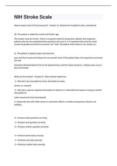NIH Stroke Scale Exam Questions Answers Correctly Answered NIH Stroke Scale Stuvia US