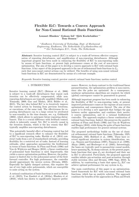 Pdf Flexible Ilc Towards A Convex Approach For Non Causal Rational