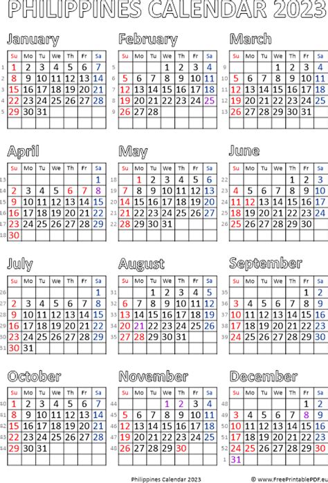 2022 Philippine Calendar With Holidays Listed