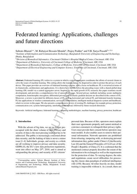 Pdf Federated Learning Applications Challenges And Future Directions