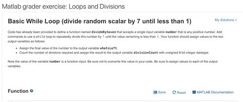 solved matlab grader exercise loops and divisions basic