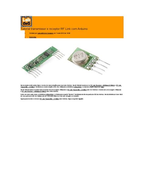 Pdf Tutorial Transmissor E Receptor Rf Link Com Arduino Dokumentips