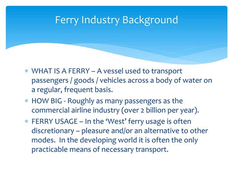 Domestic Ferry Safety In The Developing World Ppt