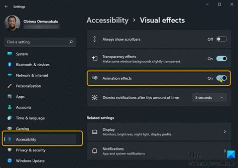 How To Turn On Or Off Animation Effects In Windows 11