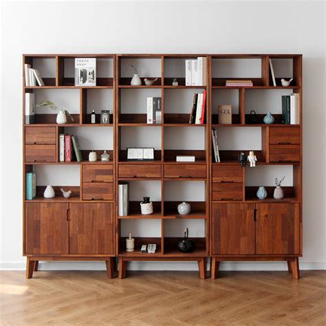 깊은 색감의 고급스러운 서재 원목 오픈 책장 네이버 블로그