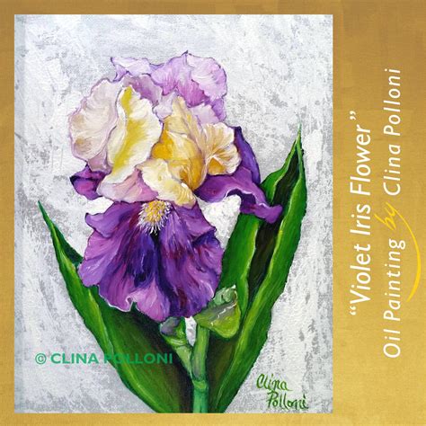Violet Iris Flower Painting Clina Polloni Art
