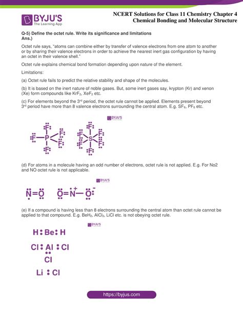 Ncert Solutions For Class 11 Chemistry Chapter 4 Chemical Bonding And