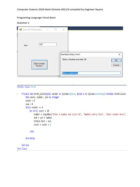 2020 Paper 3 Marking Scheme Pdf Computing Computer Science