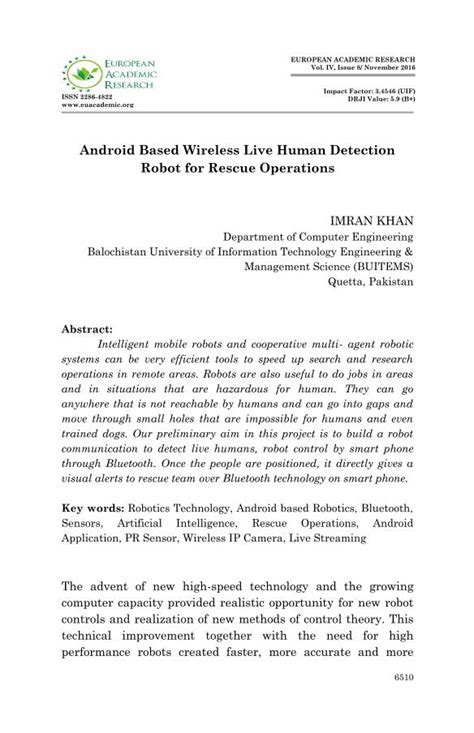 PDF Android Based Wireless Live Human Detection Robot For Euacademic Org UploadArticle