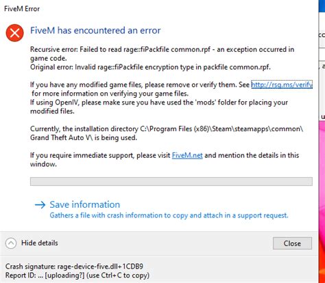 fivem error on launch fivem client support cfx re community
