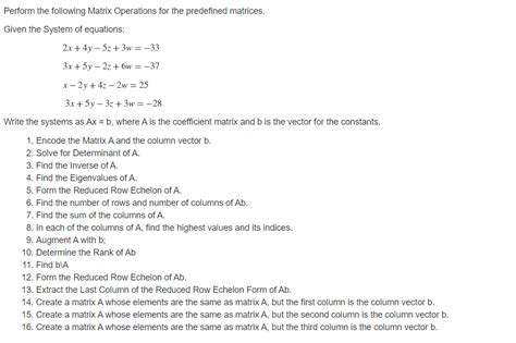 solved perform the following matrix operations for the