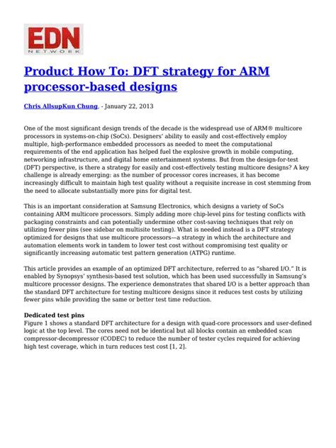 Dft Strategy For Arm Cores Pdf Multi Core Processor System On A Chip