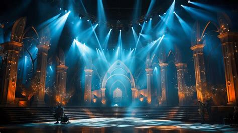 Premium Photo Wide Stage With Dispersed Spotlights Highlighting Props