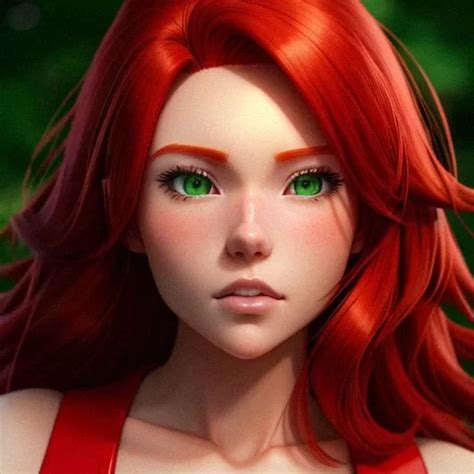 Redhead Bimbo Beautiful Face Red Hair Green Eyes Silicone Implants