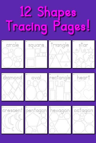 This Printable Pack Of Shapes Tracing Worksheets Includes Circles Squares Triangles