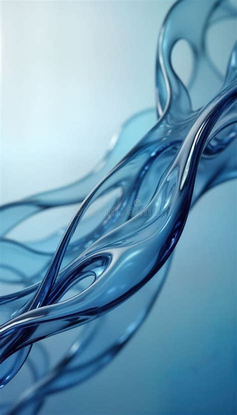 Abstract Blue Wavy Glass Sheets Form Dynamic Flowing Shape Fluid Curves Create Modern Art
