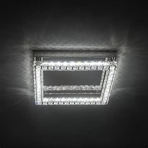 28w Square Crystal Celling Light Chrome Finish Cool White Light 40 X 40cm