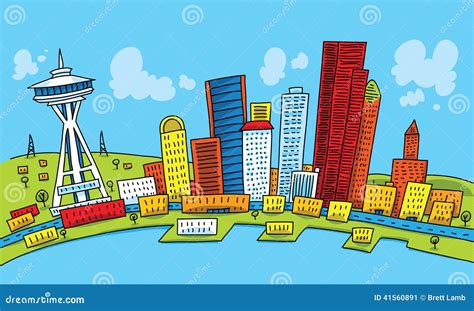 Bright Seattle Stock Illustration Illustration Of District 41560891