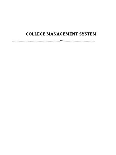College Management System Pdf Information C