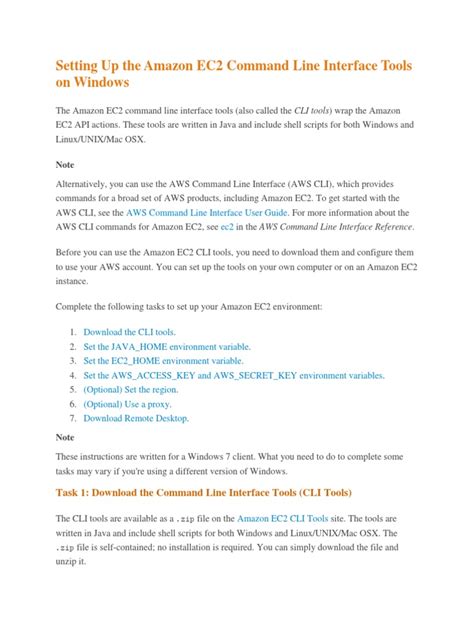 setting up the amazon ec2 command line interface tools on windows pdf command line interface