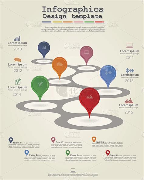 时间轴信息图表模板与图标。向量素材 花瓣网