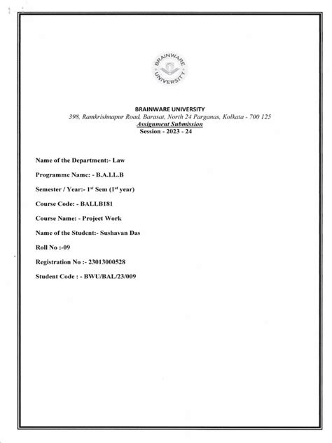 Project Work Assignment Sushavan Das Pdf