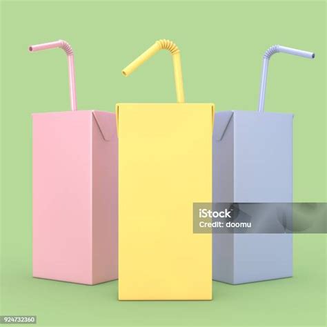 색된 주스 요구르트 또는 우유 상자 당신을 위한 밀 짚 하 고 여유 공간을 음주와 디자인 3 차원 렌더링 밀짚에 대한 스톡 사진 및 기타 이미지 Istock